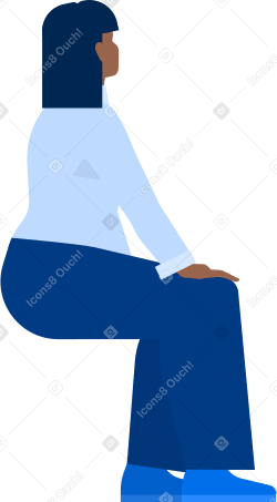 Woman plus size sitting back view Illustration in PNG, SVG