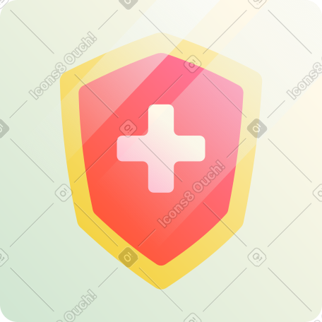 Shield with red cross animated illustration in GIF, Lottie (JSON), AE