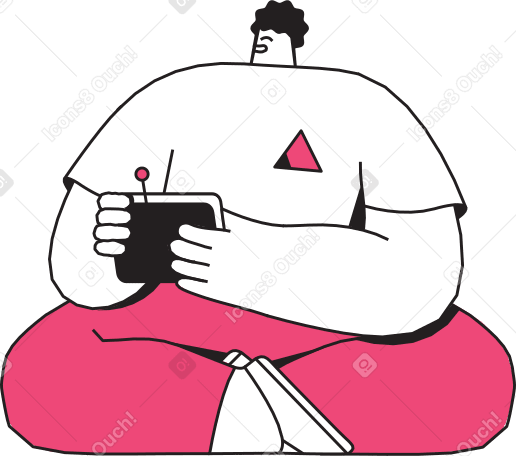 Man sitting with remote controller Illustration in PNG, SVG