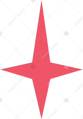 Red small star with four points Illustration in PNG, SVG