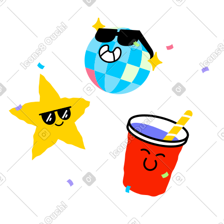 Party characters are having fun PNG, SVG