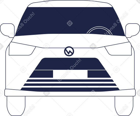 Passenger car front view Illustration in PNG, SVG