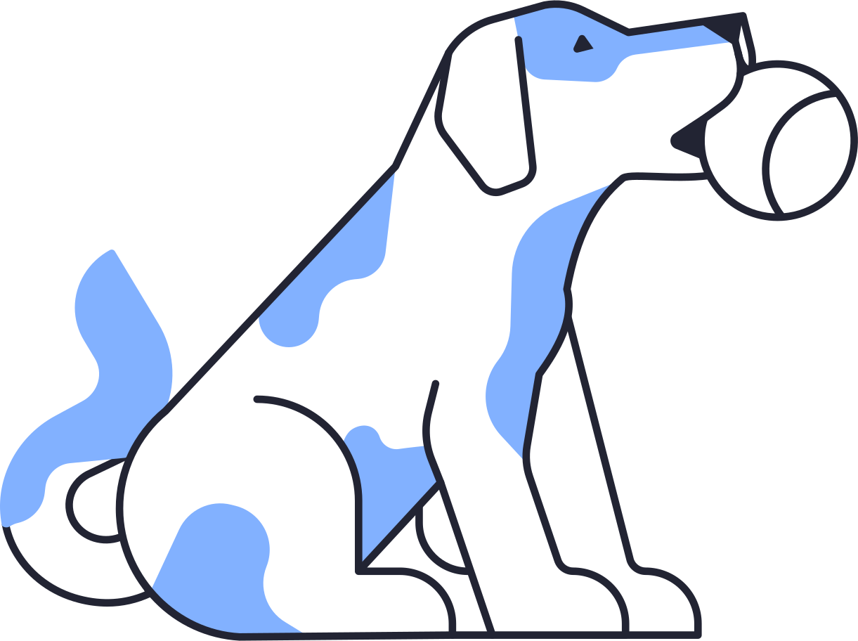 Dog with ball Illustration in PNG, SVG