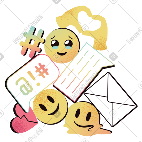 Direct messages, reactions and emojis PNG, SVG
