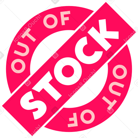 Lettering out of stock pink stamp Illustration in PNG, SVG