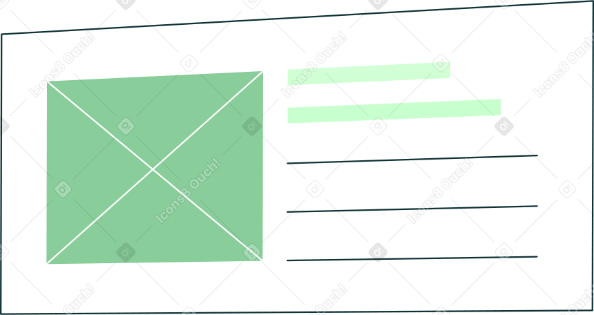 Turned white rectangle with picture and text Illustration in PNG, SVG