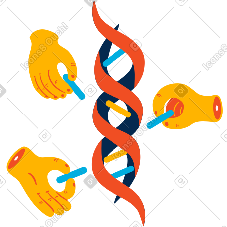 Hands building a dna chain PNG, SVG