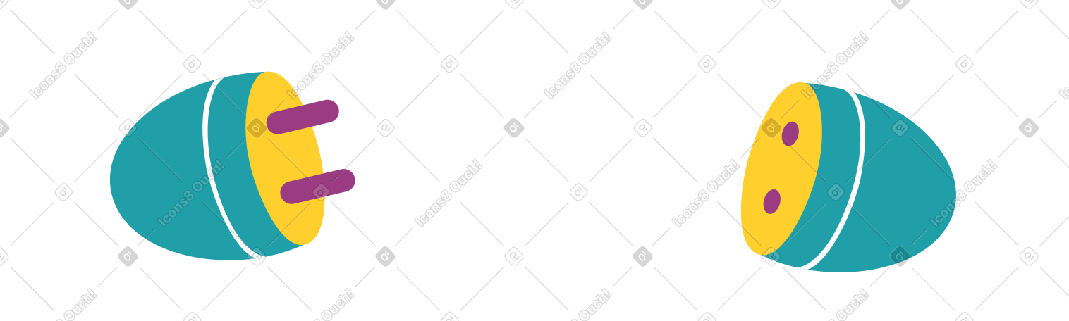 Plug and socket connect animated illustration in GIF, Lottie (JSON), AE