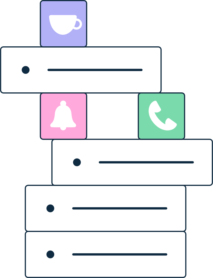 Time management blocks with icons Illustration in PNG, SVG