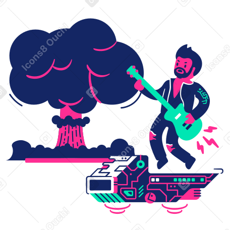 Playing loud music Illustration in PNG, SVG