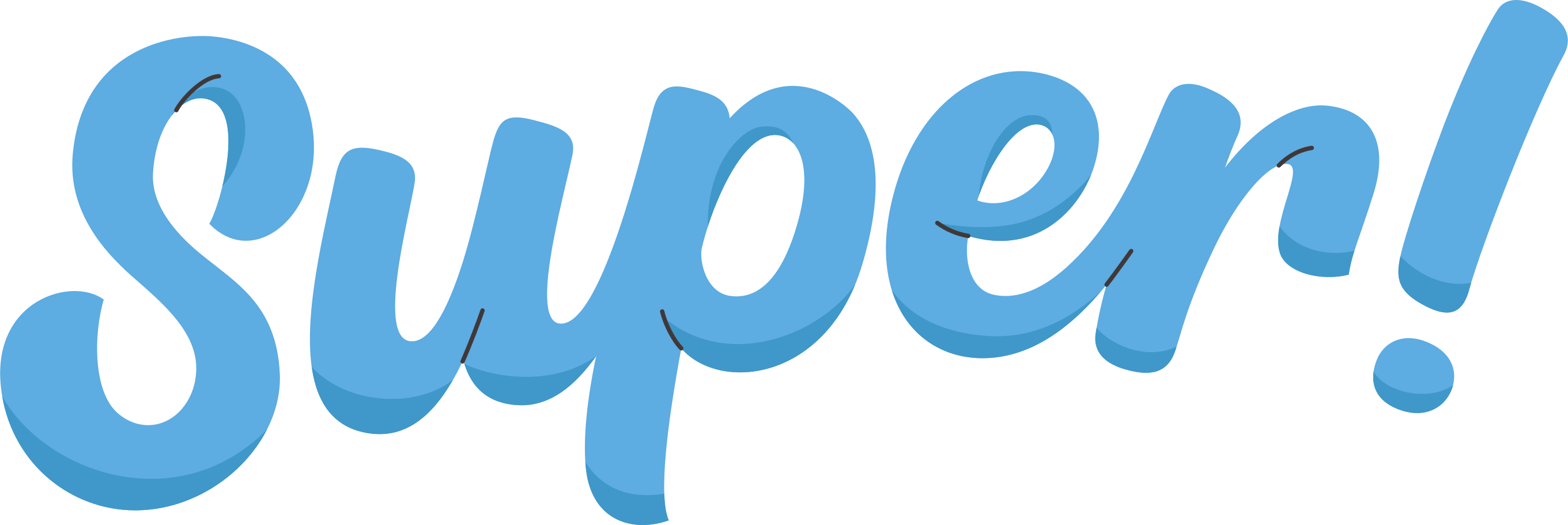 Lettering blue super! Illustration in PNG, SVG