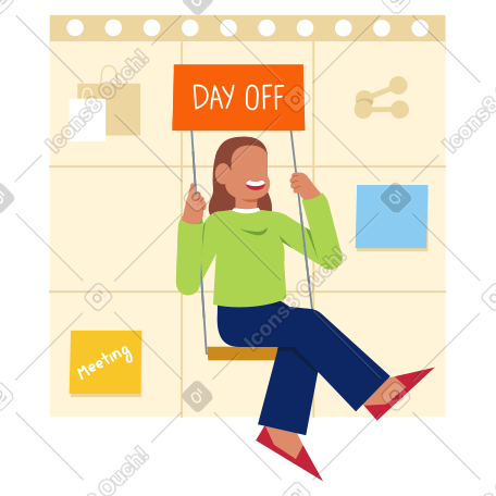 Woman having day off in weekly schedule PNG, SVG