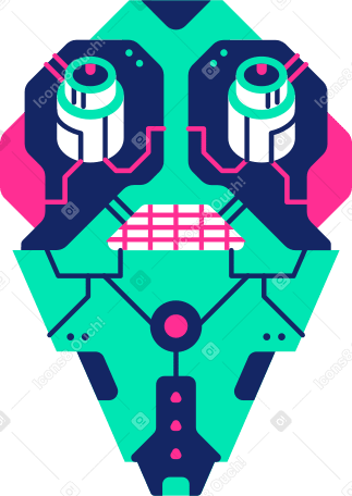 Robot face Illustration in PNG, SVG