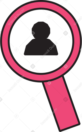 Magnifying glass with human icon Illustration in PNG, SVG