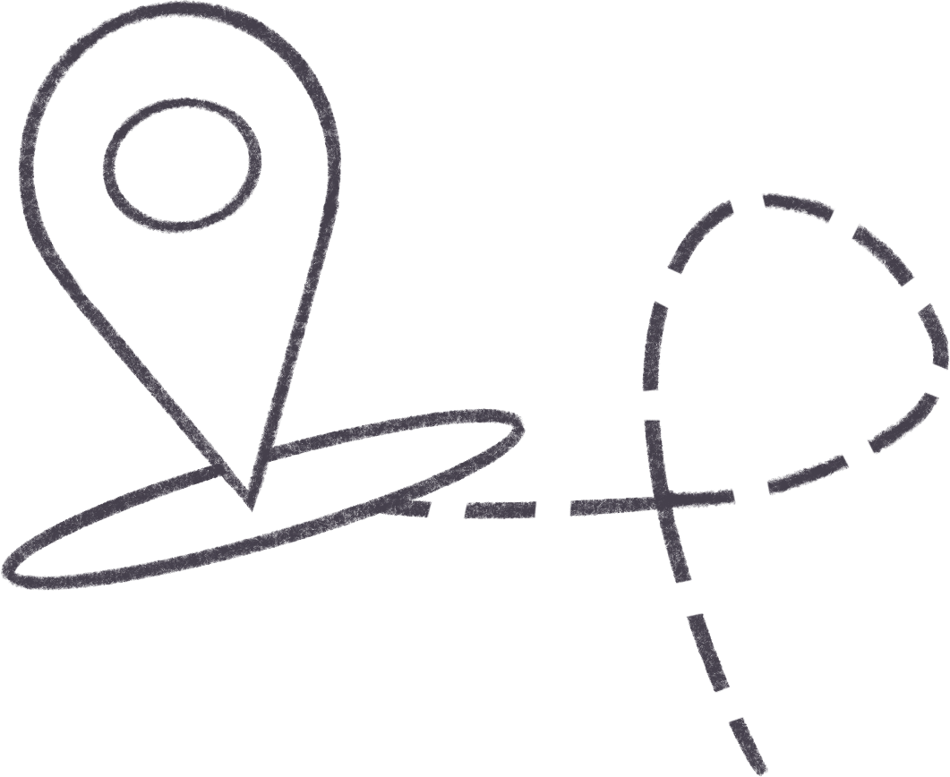 Geolocation icon and route line Illustration in PNG, SVG