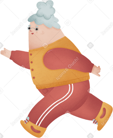 Granny running Illustration in PNG, SVG