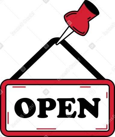 Open sign with pin PNG, SVG