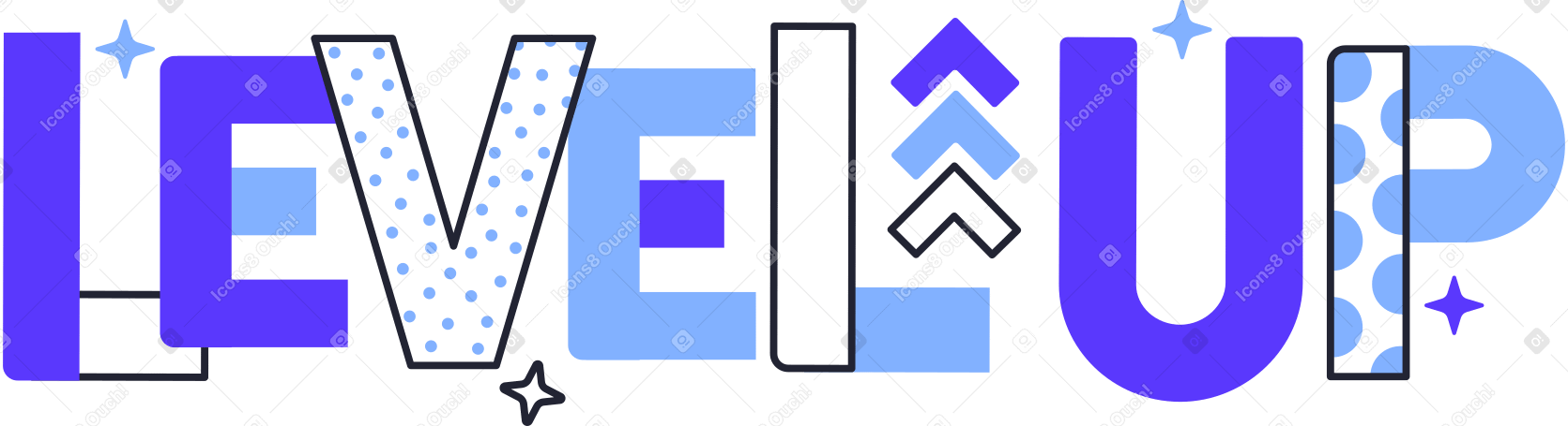 Lettering level up Illustration in PNG, SVG