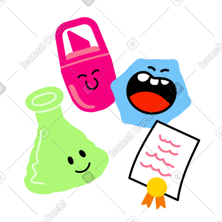 Characters get an award for group science project PNG, SVG