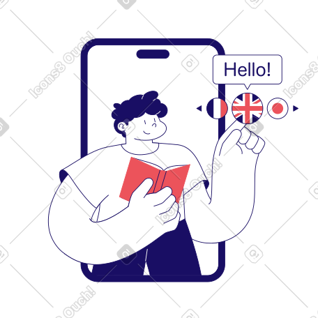 Language learning in mobile app PNG, SVG