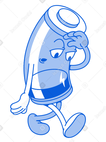 Sad battery Illustration in PNG, SVG