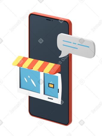 3D Mobile store on smartphone screen Illustration in PNG, SVG