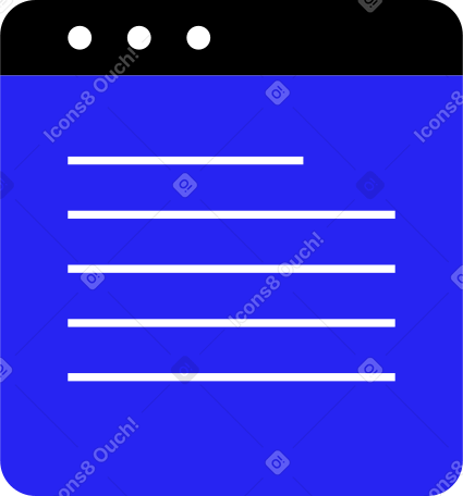 Blue browser with text Illustration in PNG, SVG