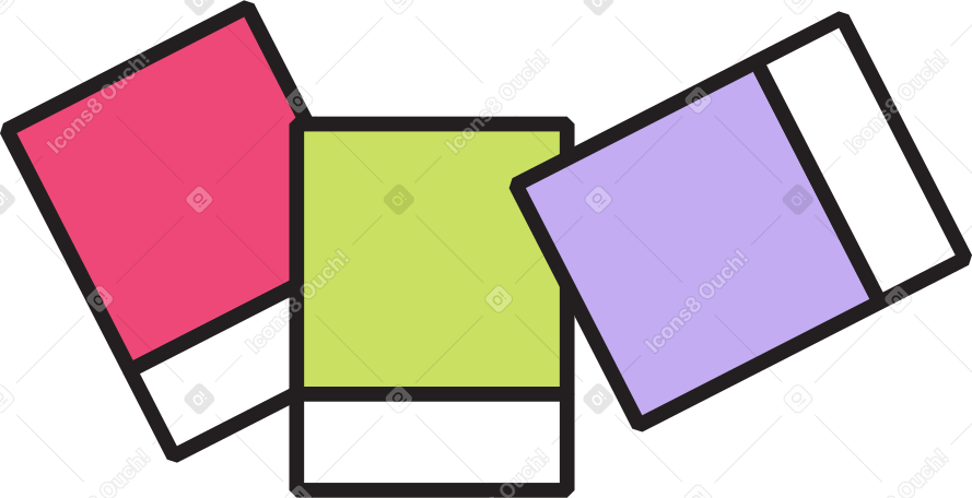 Three erasers Illustration in PNG, SVG