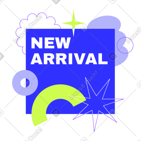 New Arrival text on geometric abstract background with stars PNG, SVG