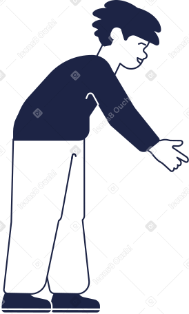 Boy leans forward Illustration in PNG, SVG
