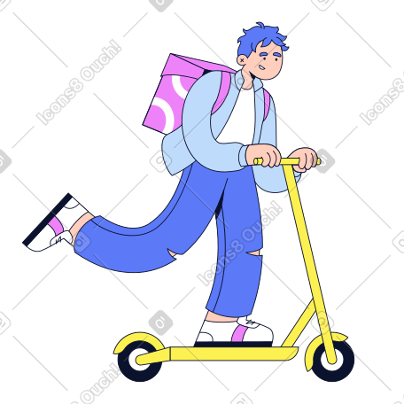 Young delivery man riding a scooter animated illustration in GIF ...