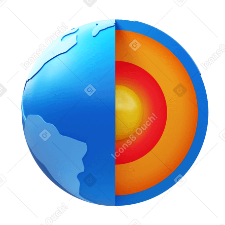 3D the earth's inner core Illustration in PNG, SVG