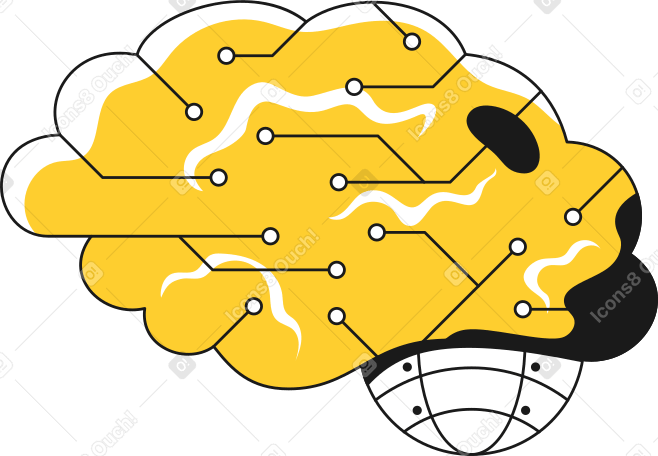 Brain With Neural Network Illustration In Png Svg