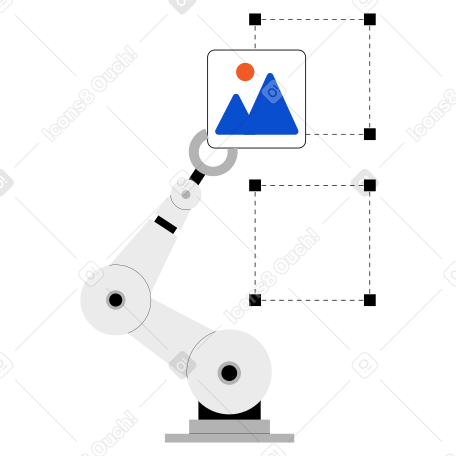 Robotic arm building the interface PNG, SVG