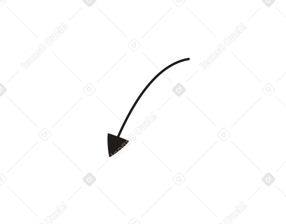Left arrow pointing down Illustration in PNG, SVG