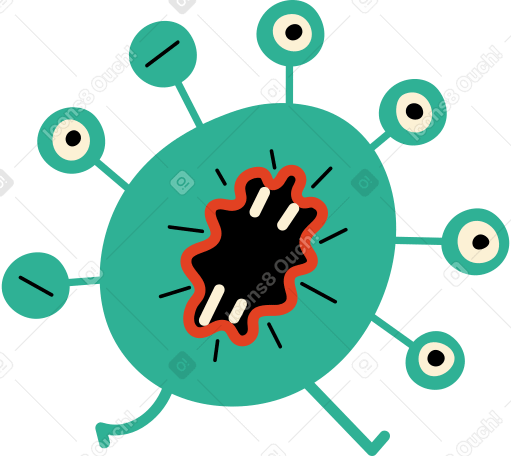Green character with five-eyed Illustration in PNG, SVG
