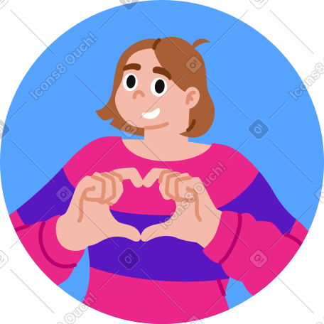 Woman showing heart sign with her hands in circle animated illustration ...