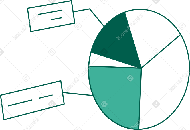 Pie chart with text bars PNG, SVG