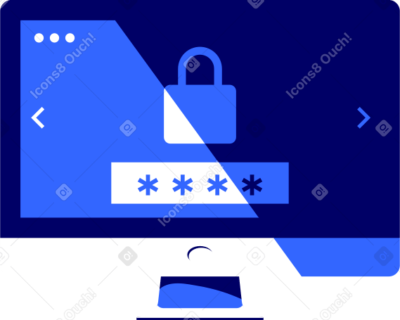 Monitor with a password on the screen Illustration in PNG, SVG